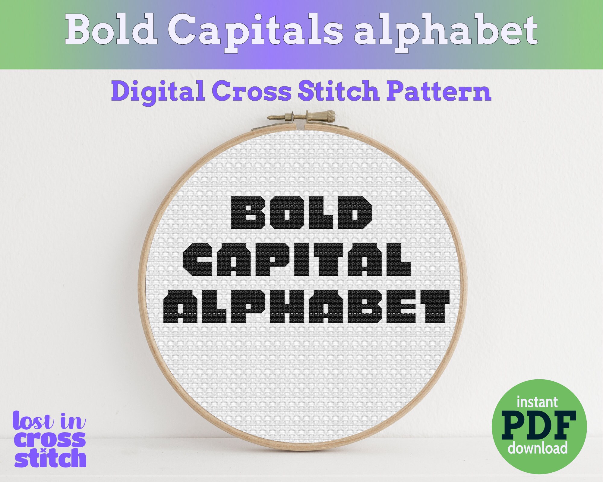 Bold Capital Alphabet Cross Stitch PDF Pattern Instant - Etsy