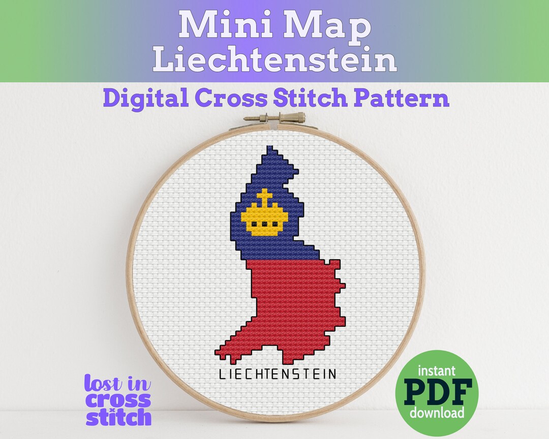 Tiny Little Liechtenstein Flag Map | Digital Cross Stitch Pattern | PDF ...
