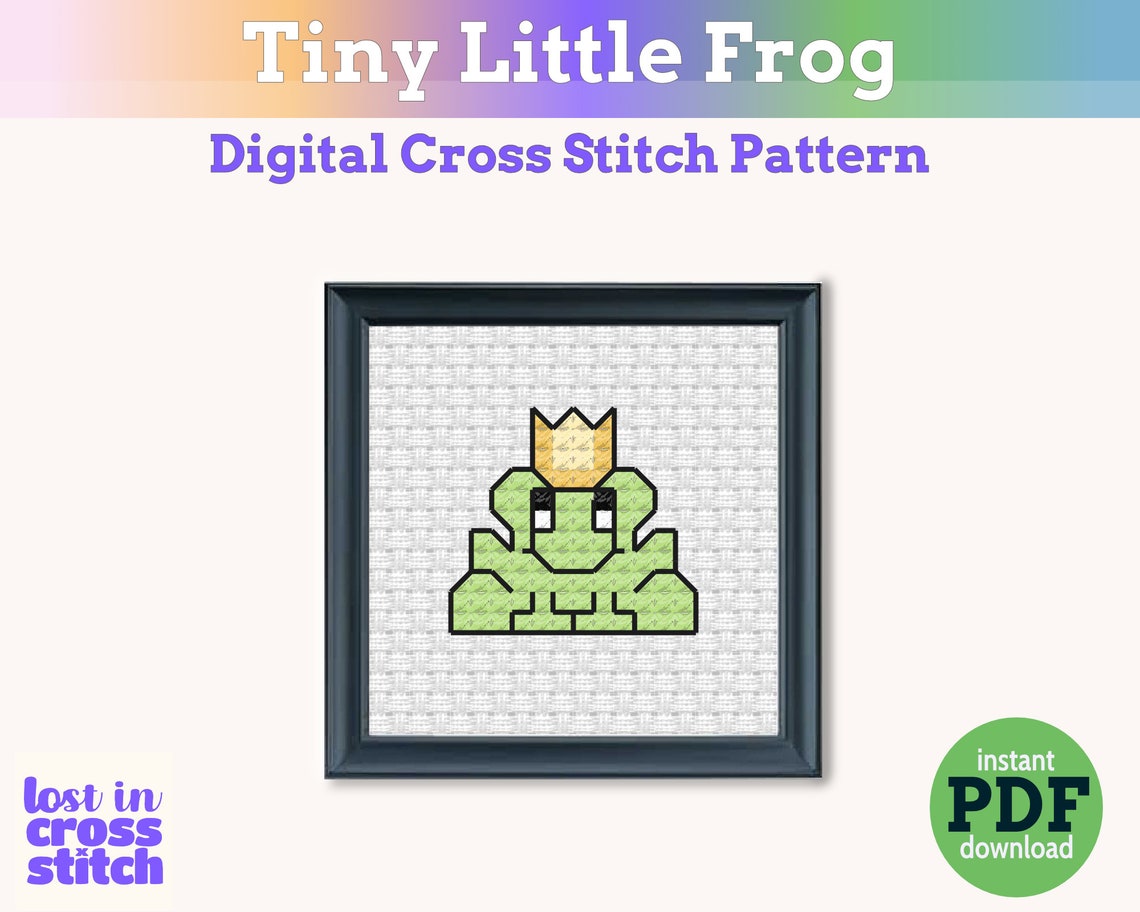 Tiny Little Frog Prince Cross Stitch PDF Pattern Instant Download Easy ...