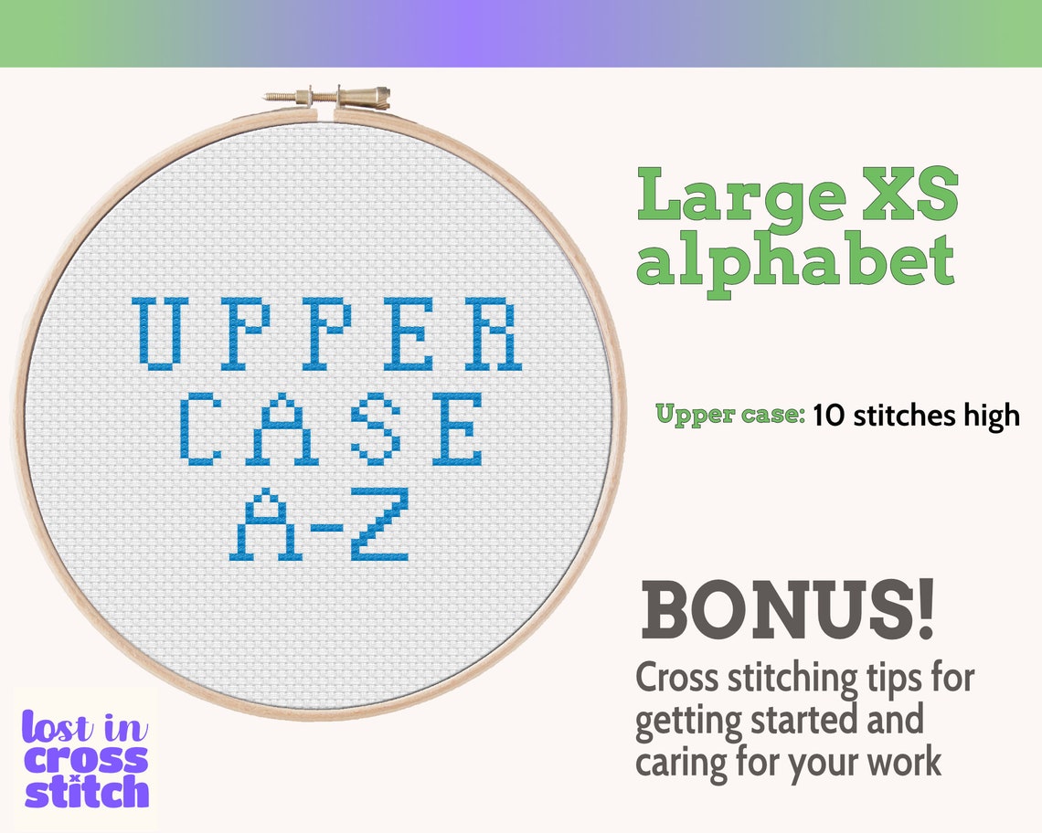 Large Caps Alphabet Cross Stitch PDF Pattern Instant Download Small and ...