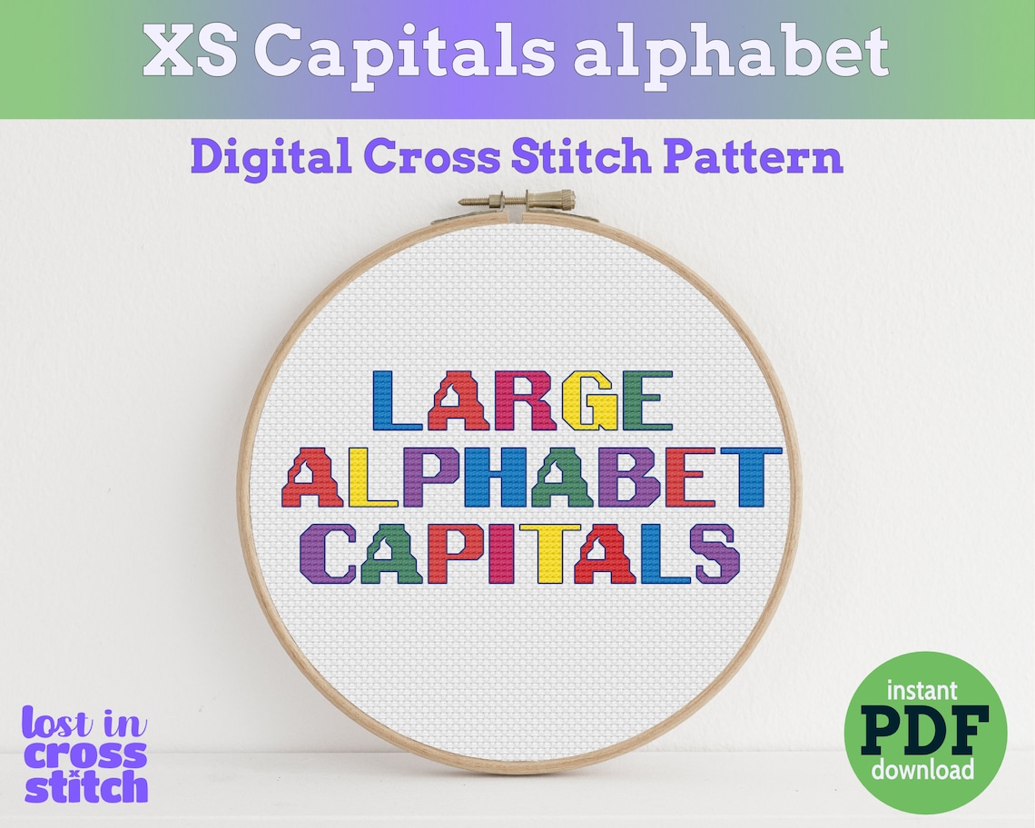 Large Colourful Block Alphabet Cross Stitch PDF Pattern Instant ...