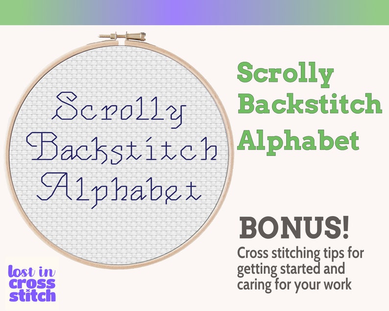 Scrolly Backstitch Alphabet Cross Stitch PDF Pattern Instant Download Small and Easy Cross ...