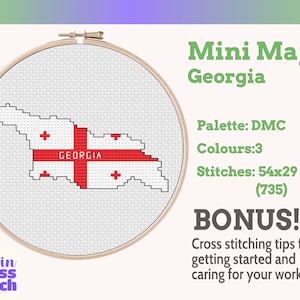 Tiny Little Georgia Flag Map | Digital Cross Stitch Pattern | PDF ...