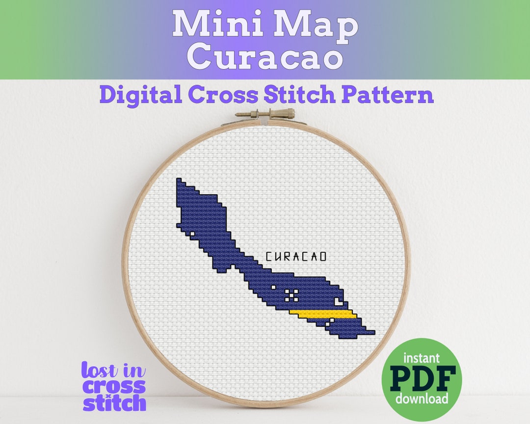Tiny Little Curacao Flag Map | Digital Cross Stitch Pattern | PDF ...