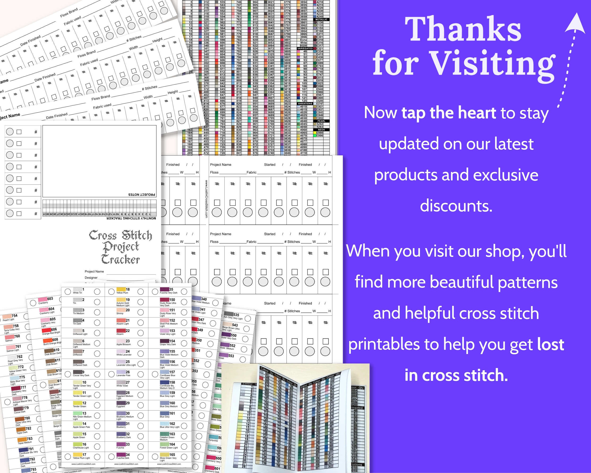 DMC Floss Organizer Thread Card for Cross Stitchers and Embroiderers ...