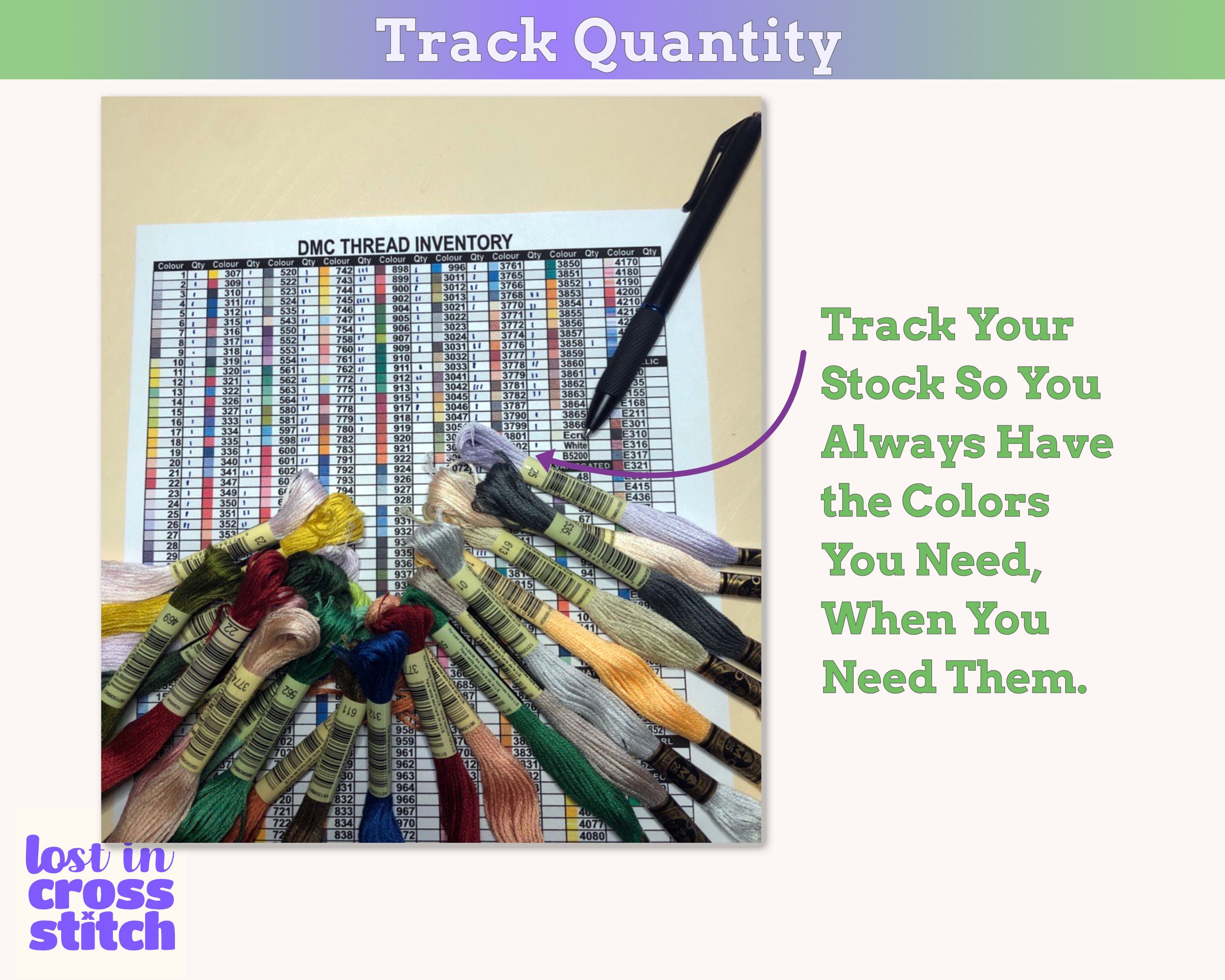 DMC Thread Chart Floss Inventory Printable Thread List Compact Single ...