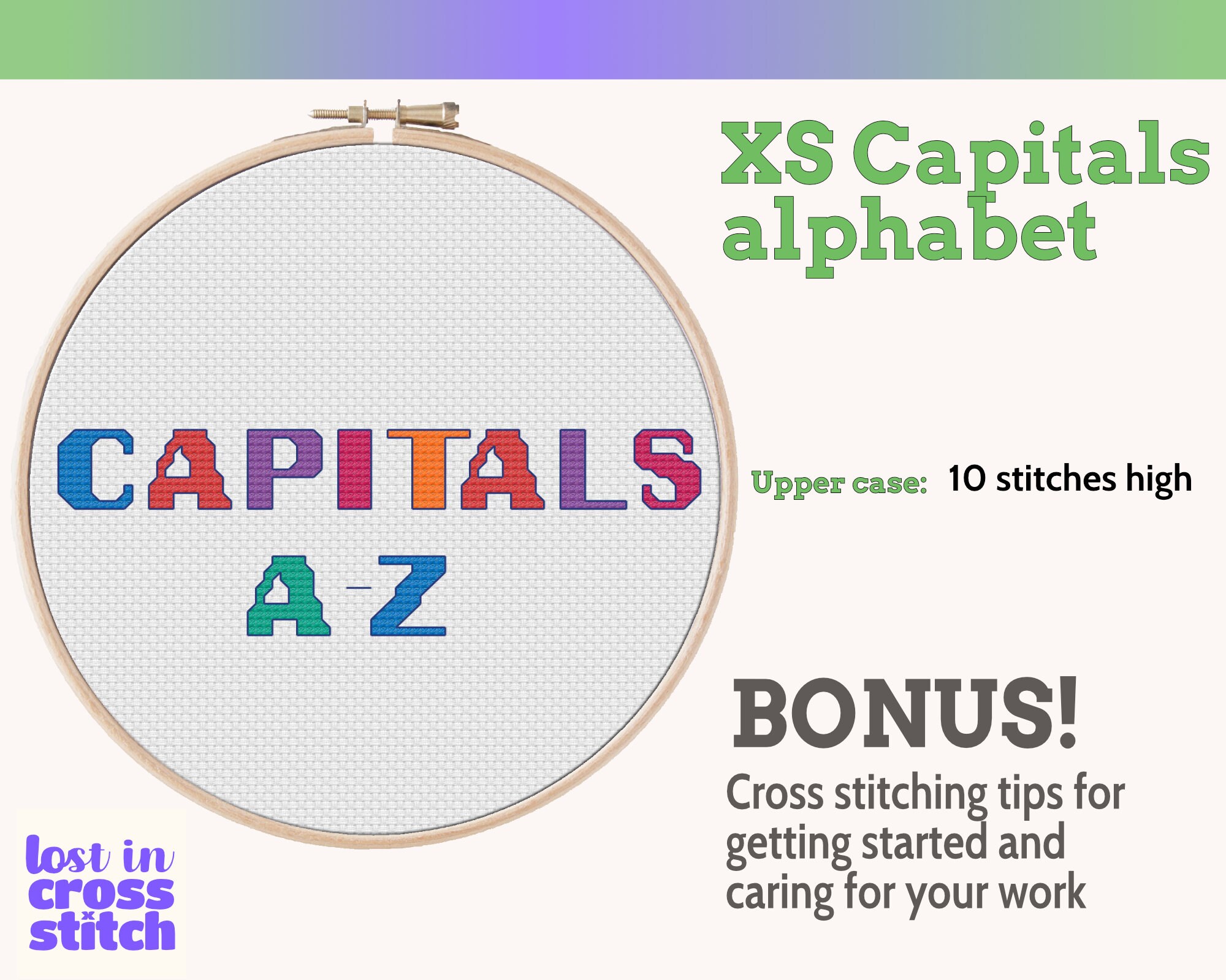 Large Colourful Block Alphabet Cross Stitch PDF Pattern Instant ...