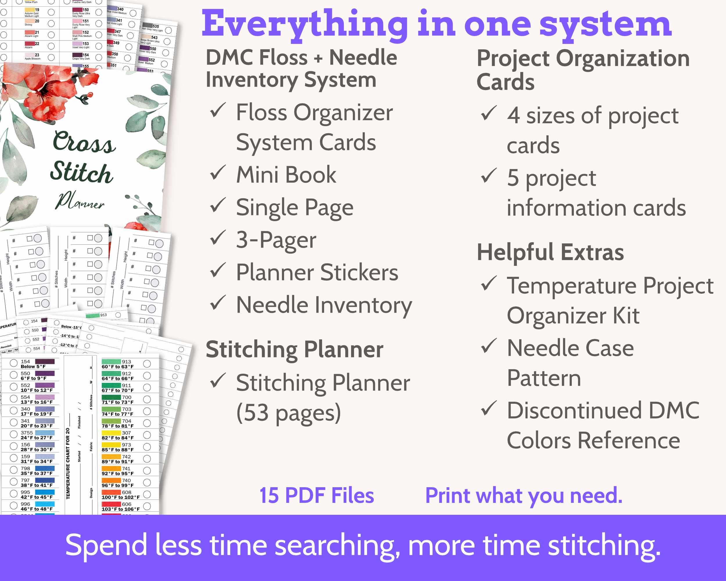 Complete Cross Stitch Organization Bundle | Project Cards, Floss ...