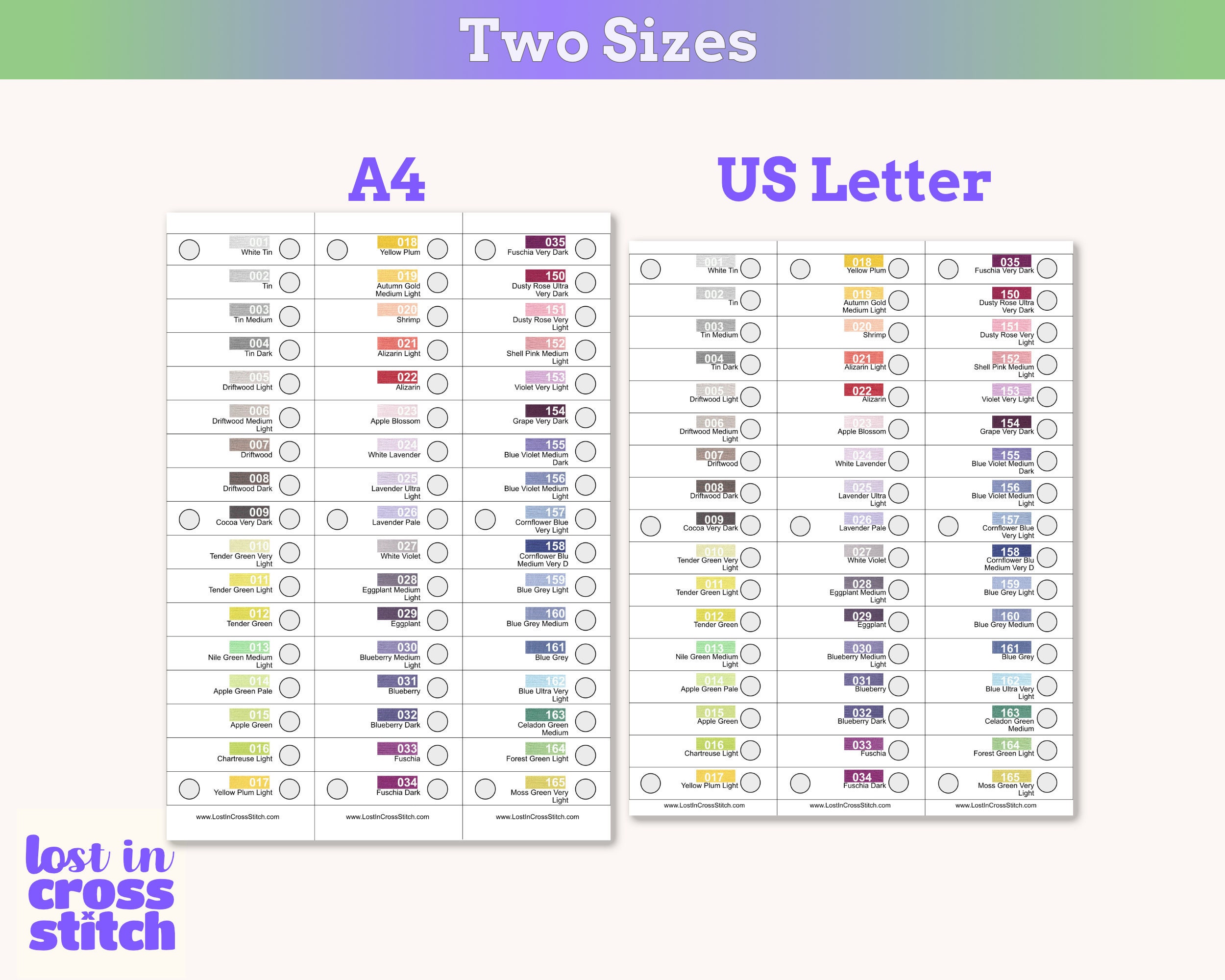 DMC Floss Organizer Thread Card for Cross Stitchers and Embroiderers ...