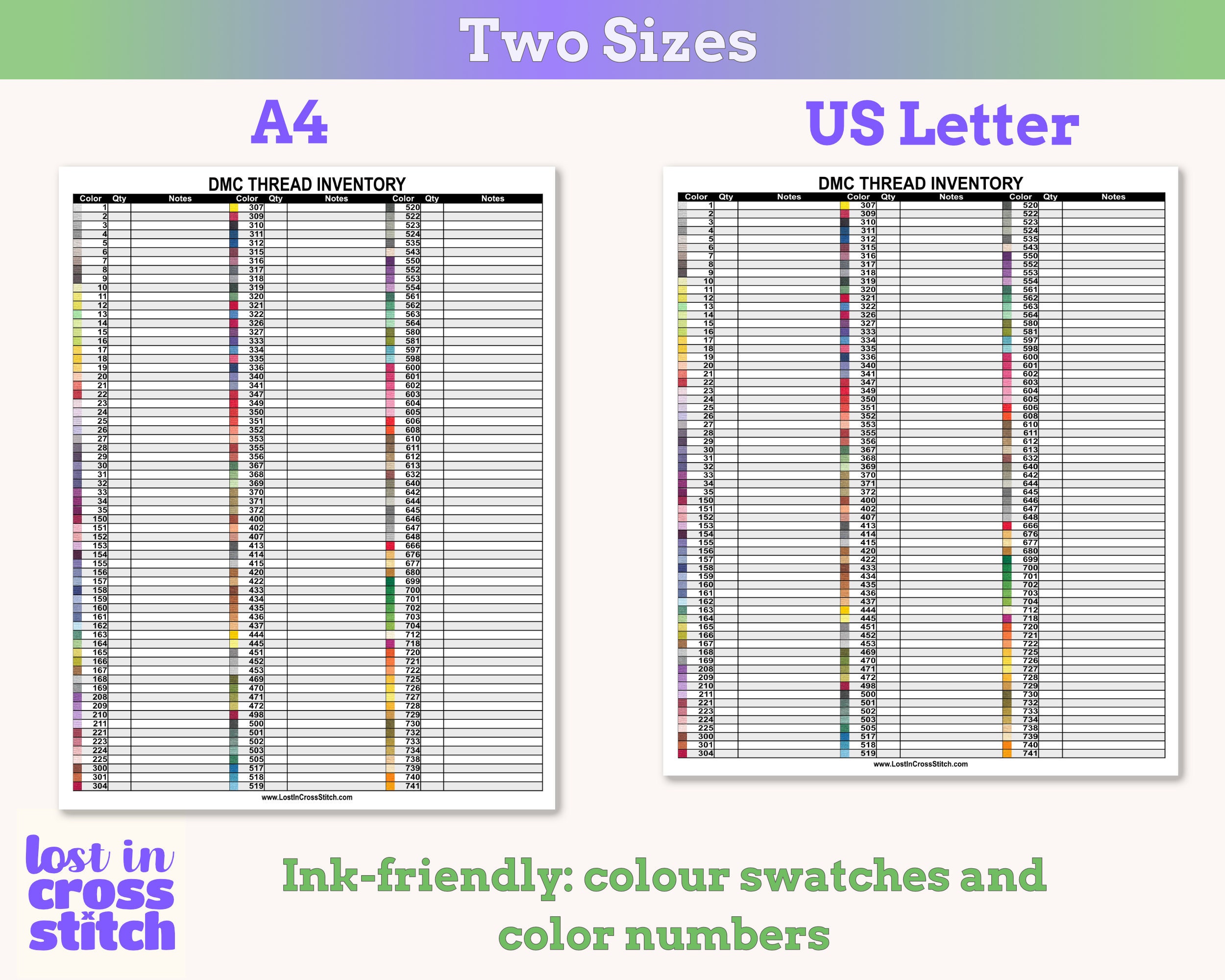 Inventario de tabla de colores de hilo DMC para punto de cruz y organizador de hilo de bordar ...