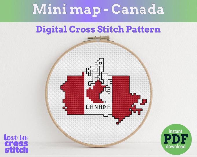 Canada Map Cross Stitch Pattern. Printeble Canada Embroidery Pattern ...