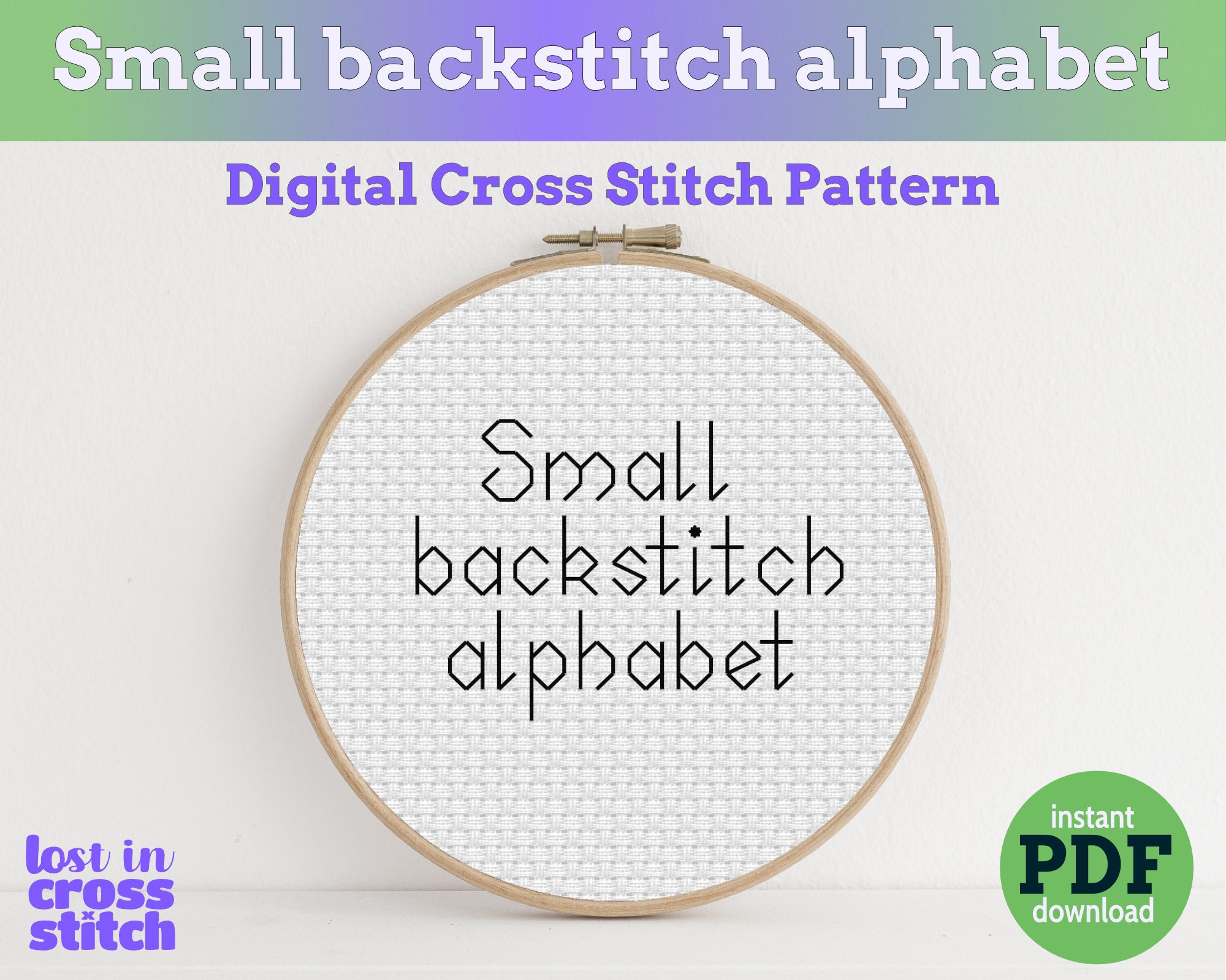 Small Backstitch Alphabet Cross Stitch PDF Pattern Instant Download ...