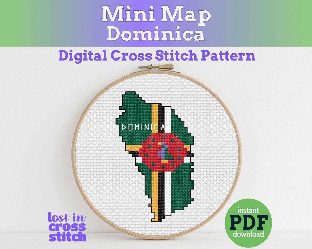 Dominica Flag Map Cross Stitch Pattern Digital PDF Instant Download ...