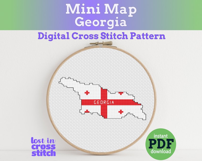 Tiny Little Georgia Flag Map | Digital Cross Stitch Pattern | PDF ...