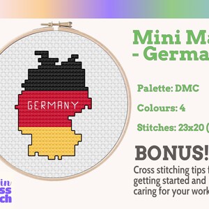 Tiny Little Germany Flag Map | Digital Cross Stitch Pattern | PDF ...