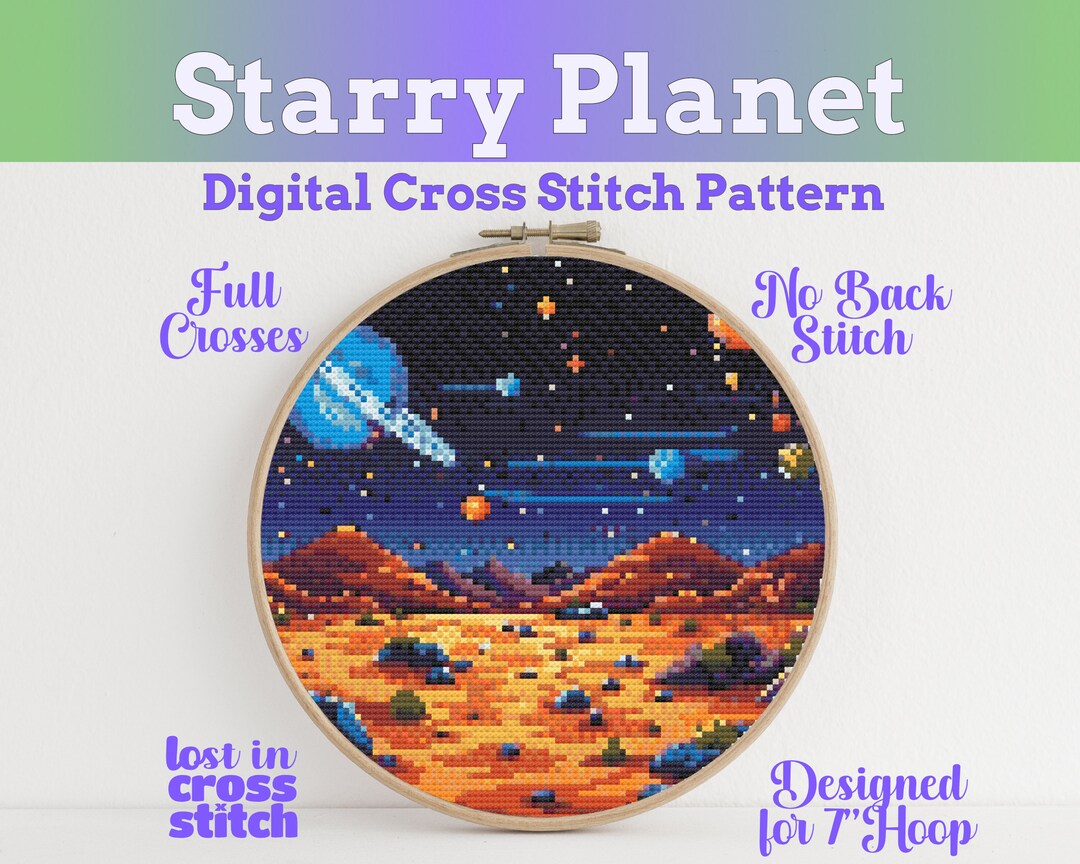 Starry Planet Cross Stitch Pattern Beginner Friendly Instant PDF ...