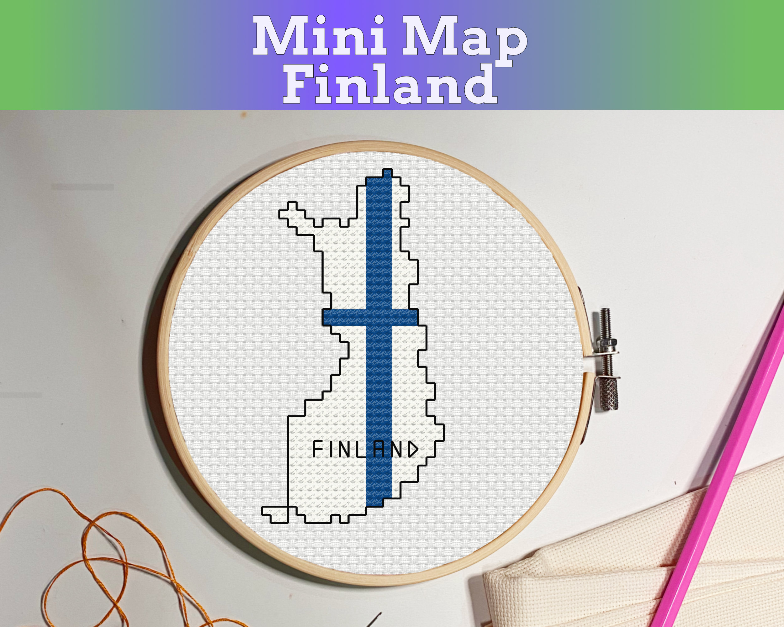 Tiny Little Finland Flag Map Digital Cross Stitch Pattern - Etsy