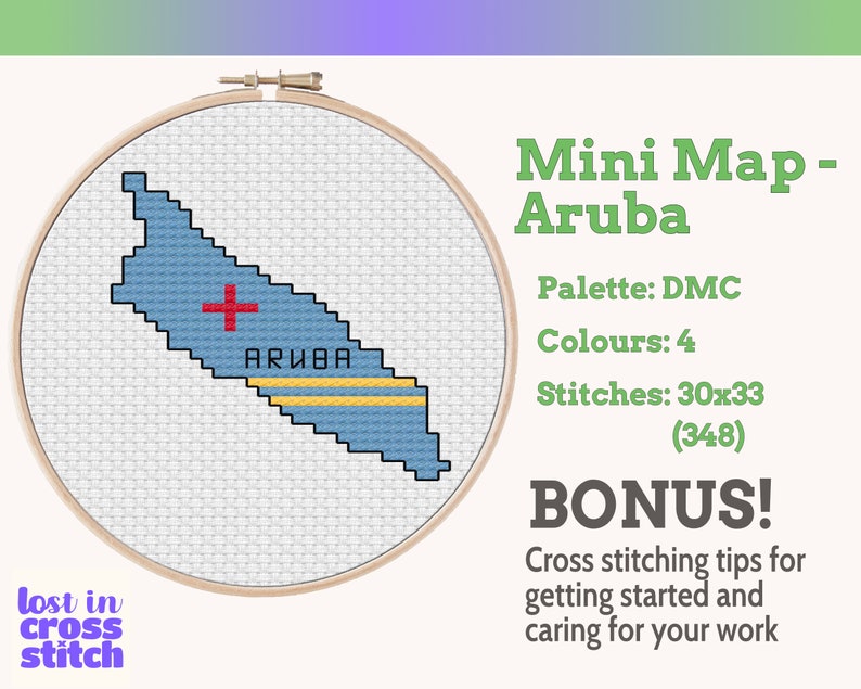 Tiny Little Aruba Flag Map Digital Cross Stitch Pattern - Etsy