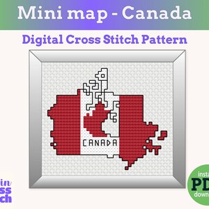 Tiny Little Canada Flag Map | Digital Cross Stitch Pattern | PDF ...