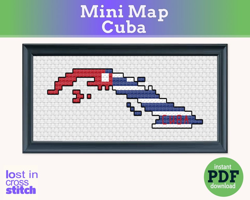Cuba Cross Stitch Flag Pattern, Mini Flag Map, Pattern Keeper, Instant ...