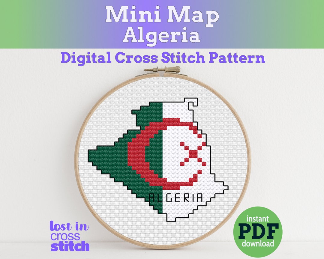 Tiny Little Algeria Flag Map | Digital Cross Stitch Pattern | PDF ...