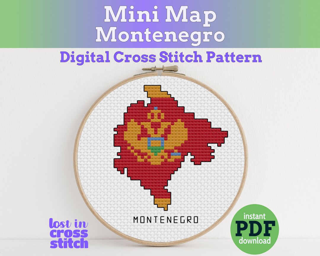 Tiny Little Montenegro Flag Map | Digital Cross Stitch Pattern | PDF ...