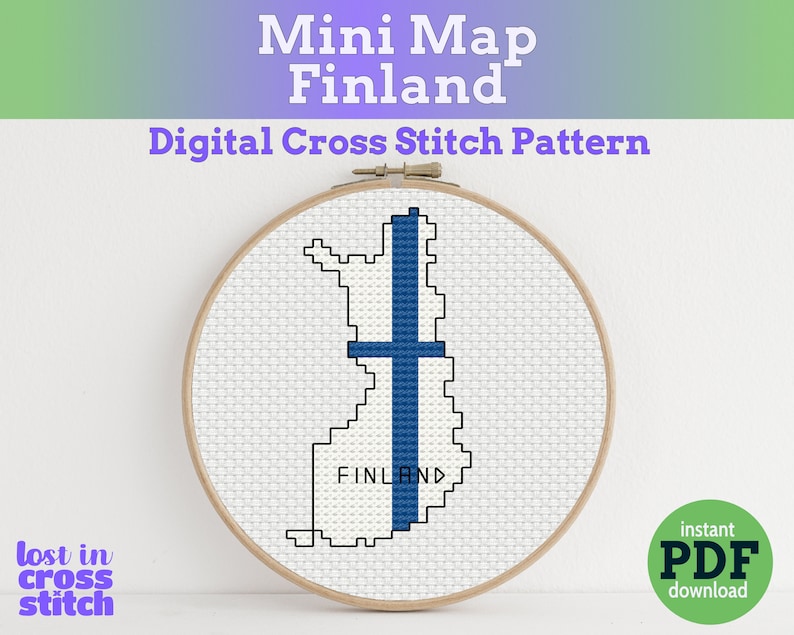 Tiny Little Finland Flag Map Digital Cross Stitch Pattern - Etsy