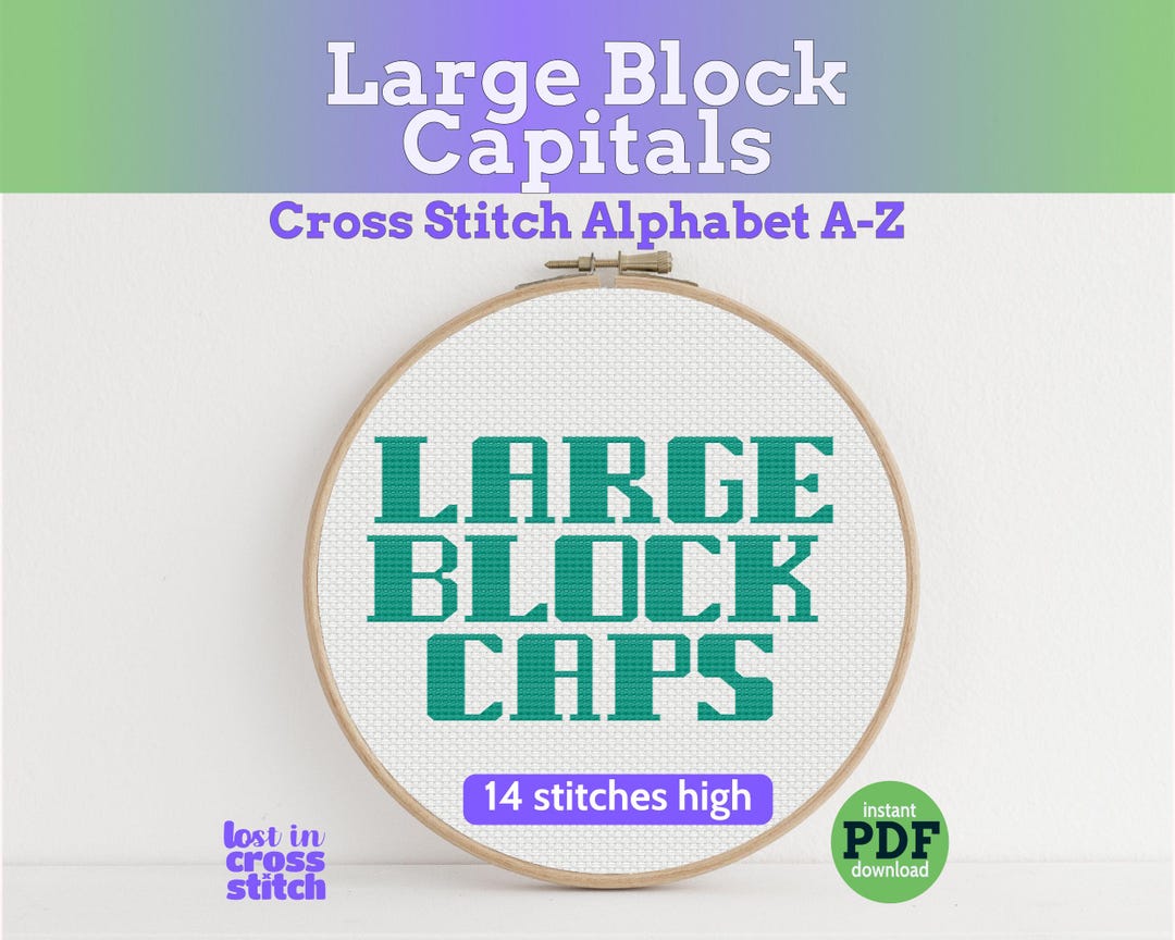 Large Block Capitals Alphabet Cross Stitch PDF Pattern | Instant ...