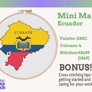 Ecuador Flag Map Cross Stitch Pattern Digital PDF Instant Download ...