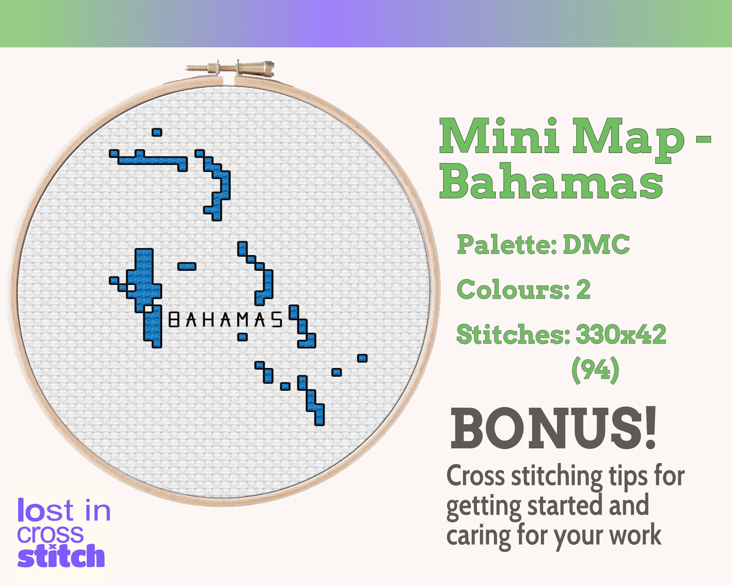 Bahamas Cross Stitch Flag Pattern, Mini Flag Map, Pattern Keeper ...