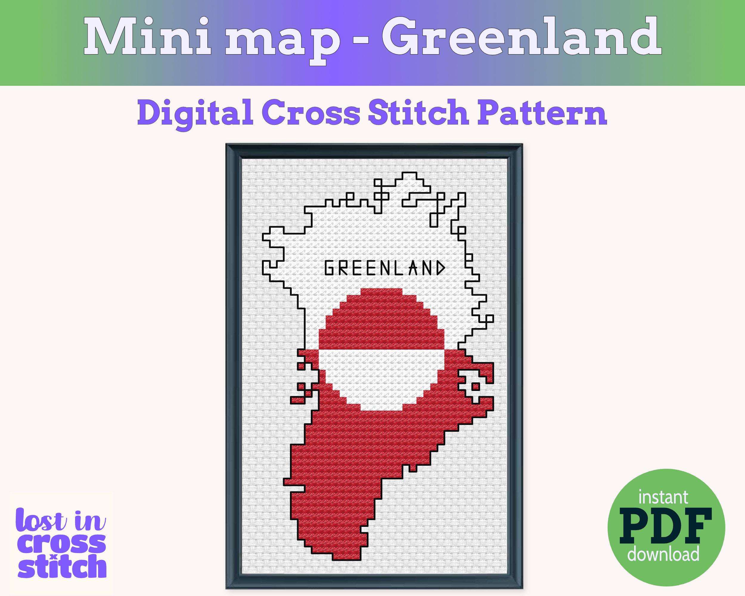 Tiny Little Greenland Flag Map Cross Stitch Pattern | PDF Digital ...
