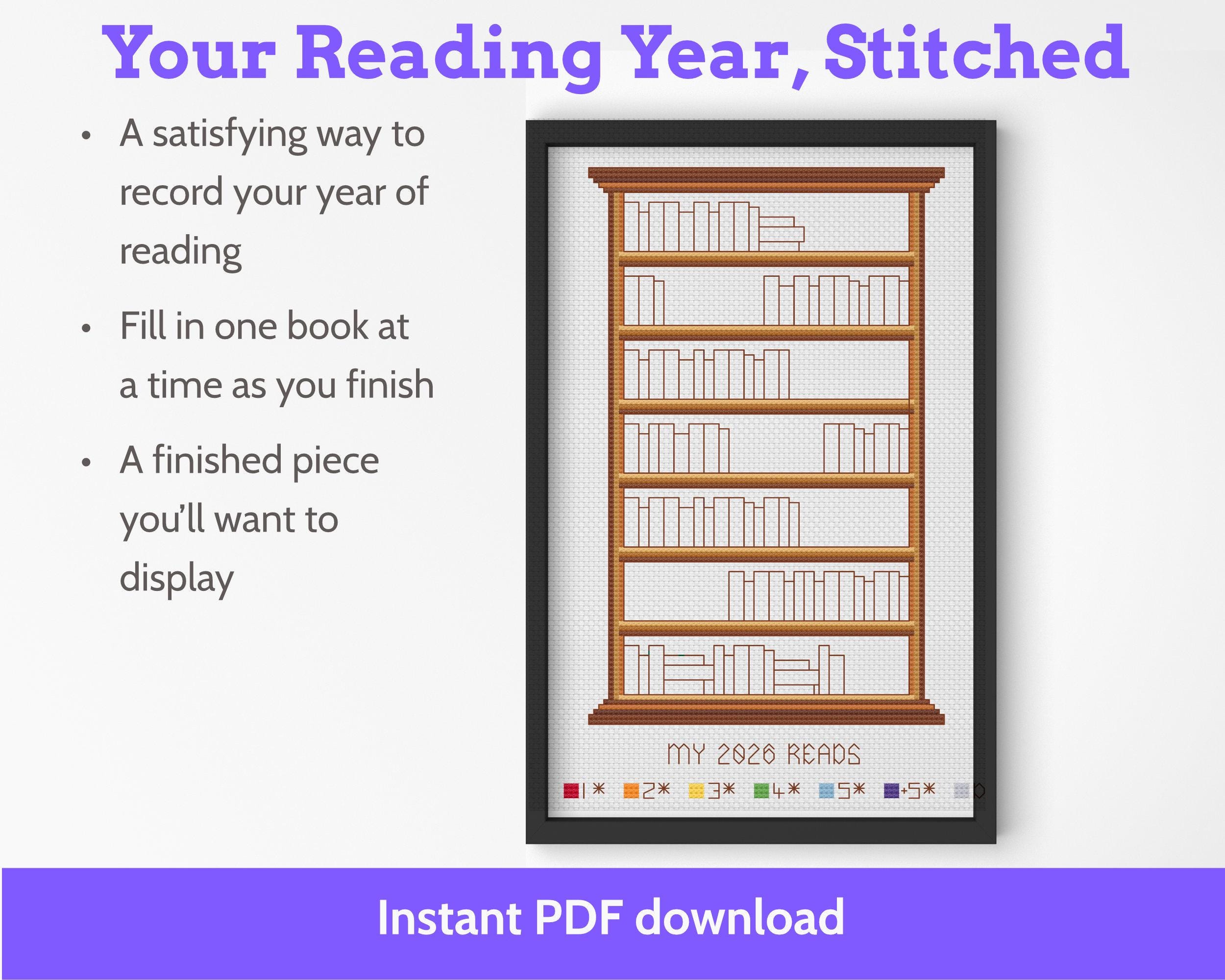Reading Tracker Cross Stitch Pattern, Bookshelf Chart, Track 100 Books ...