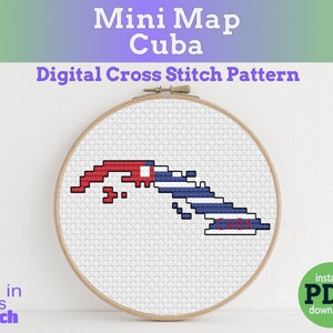 Cuba Cross Stitch Flag Pattern, Mini Flag Map, Pattern Keeper, Instant ...