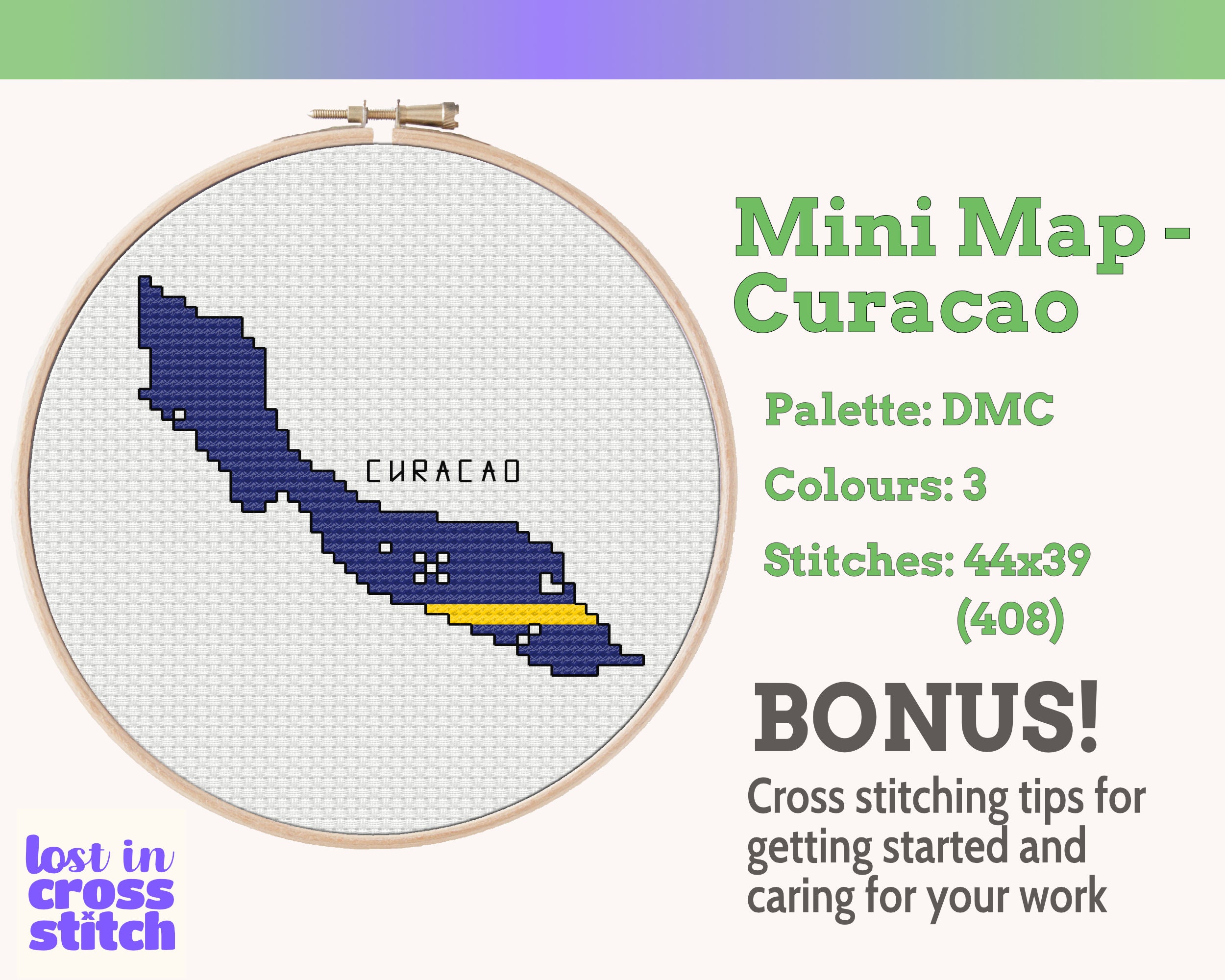 Tiny Little Curacao Flag Map | Digital Cross Stitch Pattern | PDF ...