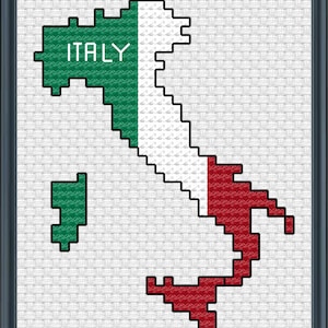 Tiny Little Italy Flag Map Digital Cross Stitch Pattern PDF Instant ...