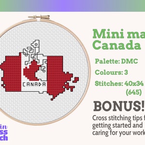 Tiny Little Canada Flag Map | Digital Cross Stitch Pattern | PDF ...