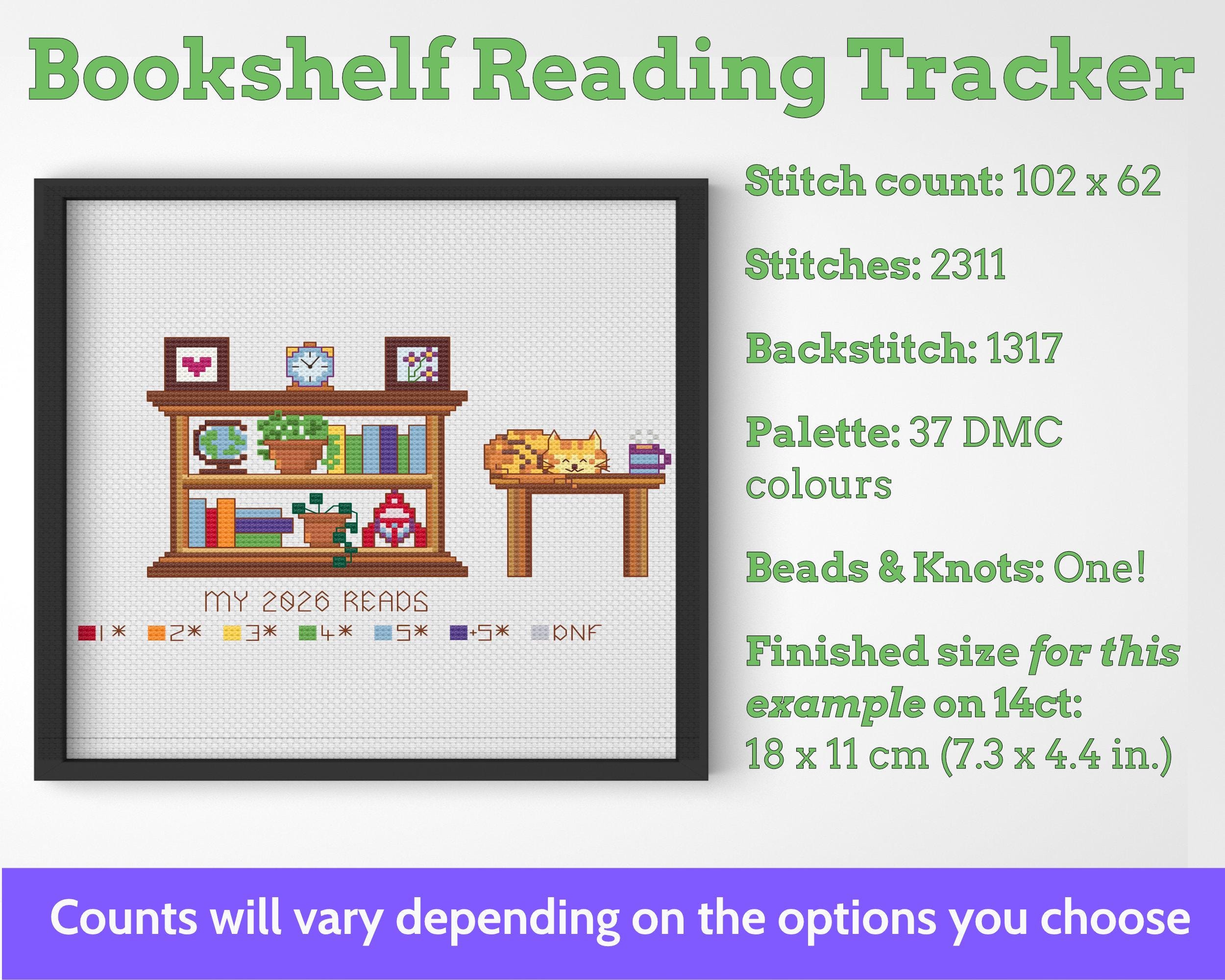Cross Stitch Bookshelf Reading Tracker 12 Books Pattern, Ideal for Your ...