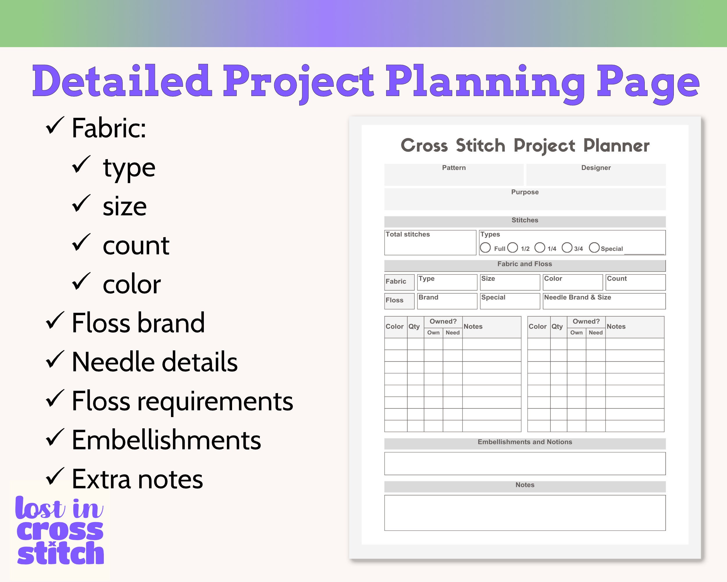 Ultimate Cross Stitch Project Planner Bundle Printable Instant Download ...