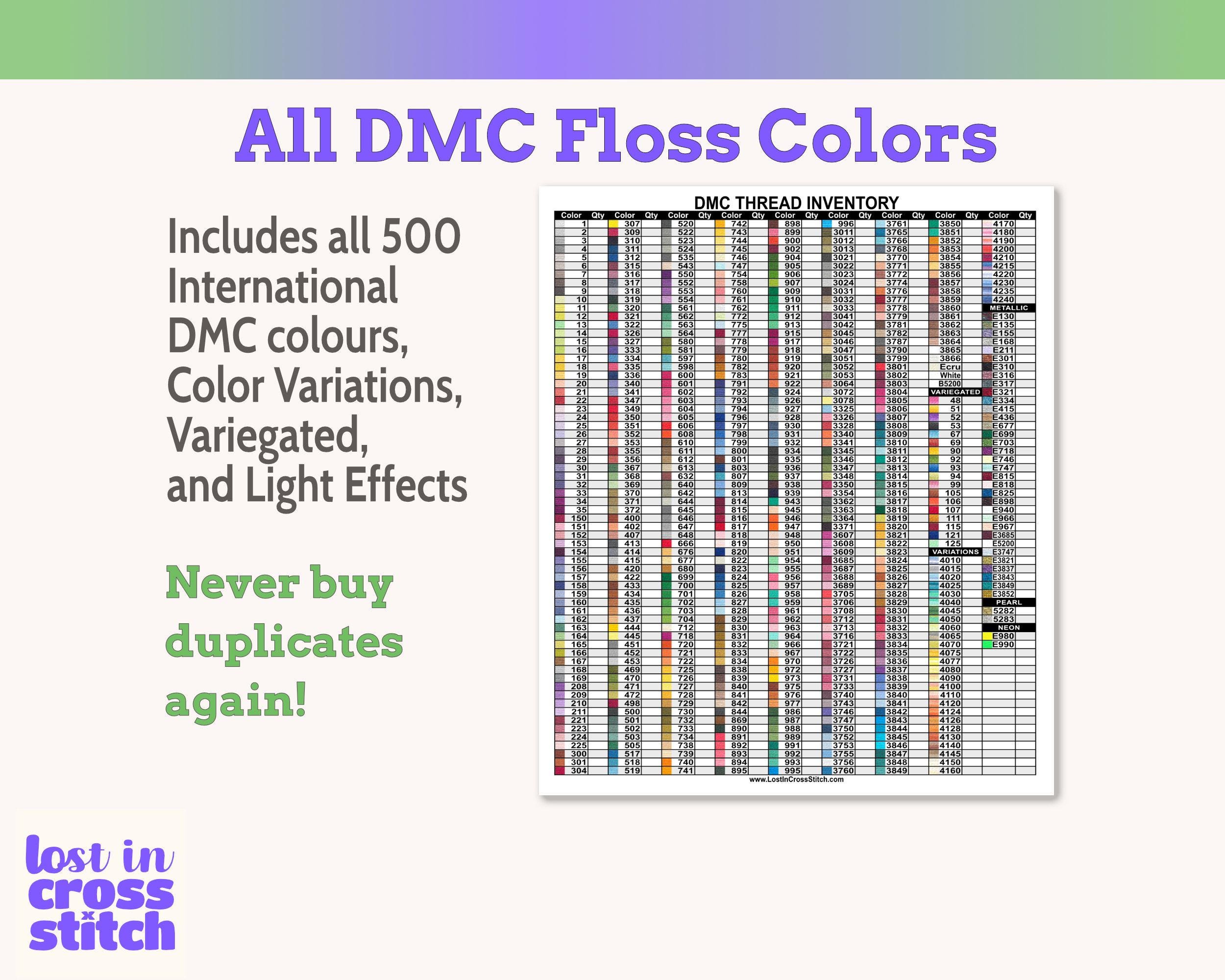 DMC Thread Chart Floss Inventory List No 2 Printable Thread List ...