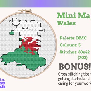 Wales Map Cross Stitch Pattern Digital PDF Instant Download Celebrate ...