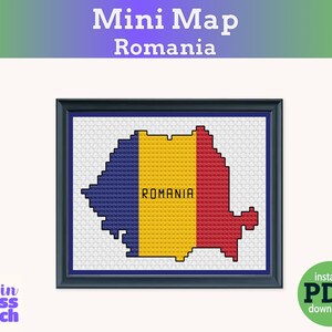 Tiny Little Romania Flag Map | Digital Cross Stitch Pattern | PDF ...