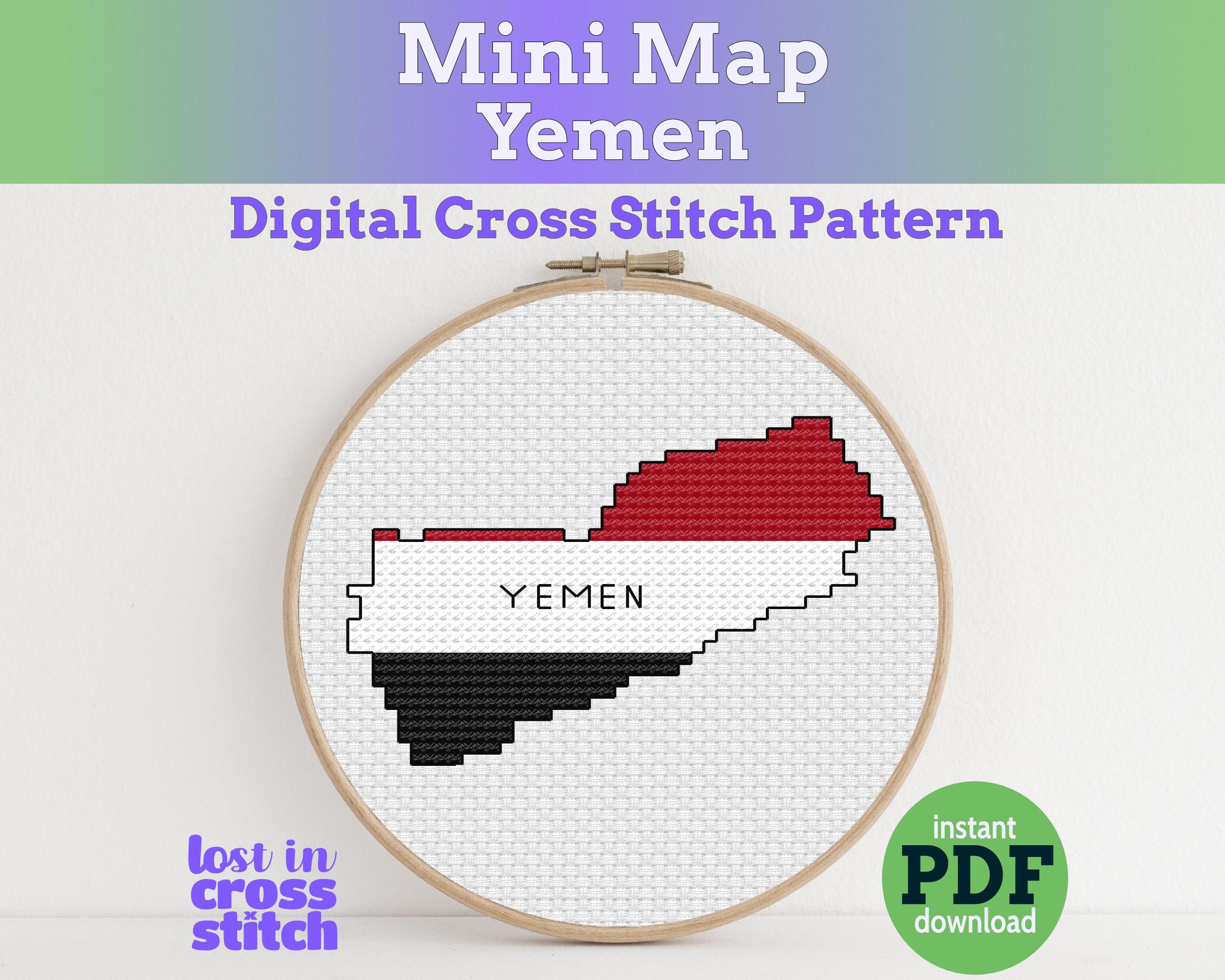Tiny Little Yemen Flag Map Cross Stitch Pattern | PDF Digital Download ...