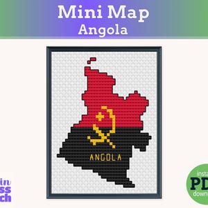 Angola Flag & Map Cross Stitch Pattern Easy DIY Beginner-friendly ...