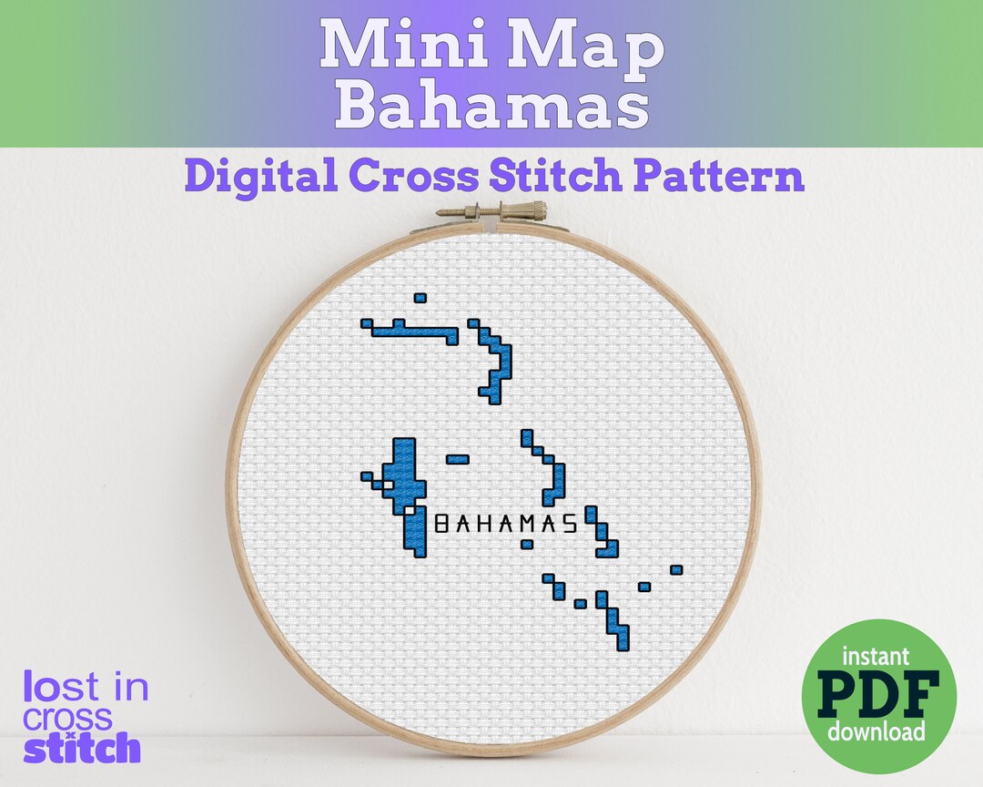 Bahamas Cross Stitch Flag Pattern, Mini Flag Map, Pattern Keeper ...