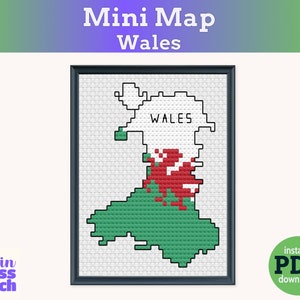 Wales Map Cross Stitch Pattern Digital PDF Instant Download Celebrate ...