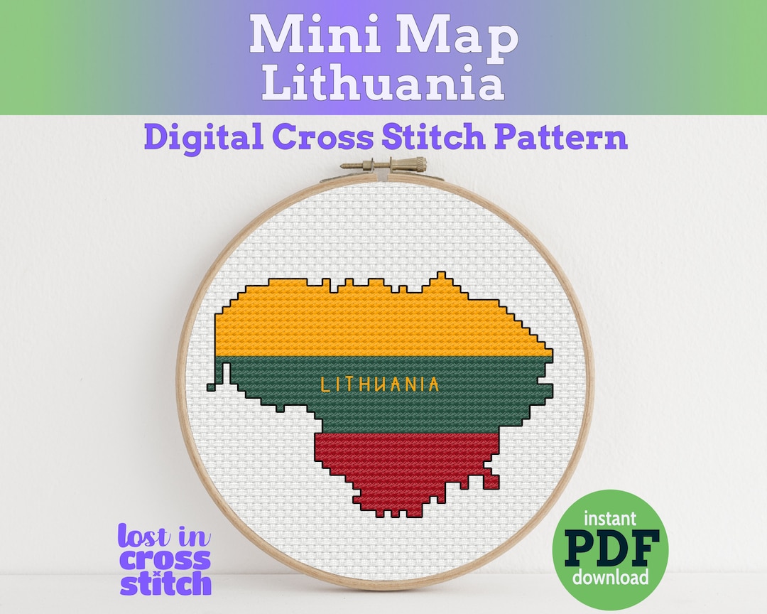 Tiny Little Lithuania Flag Map | Digital Cross Stitch Pattern | PDF ...