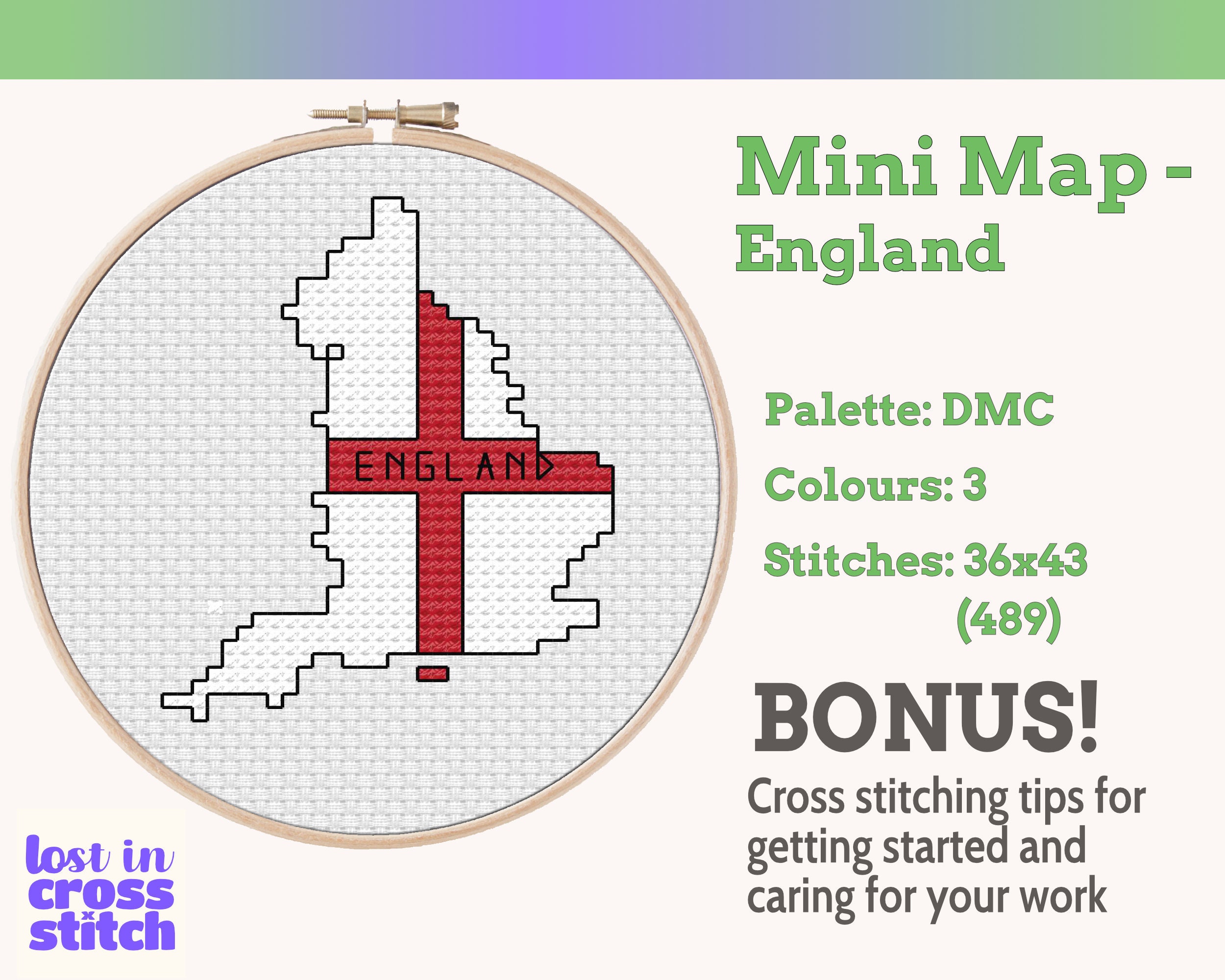 Tiny Little England Flag Map | Digital Cross Stitch Pattern | PDF ...