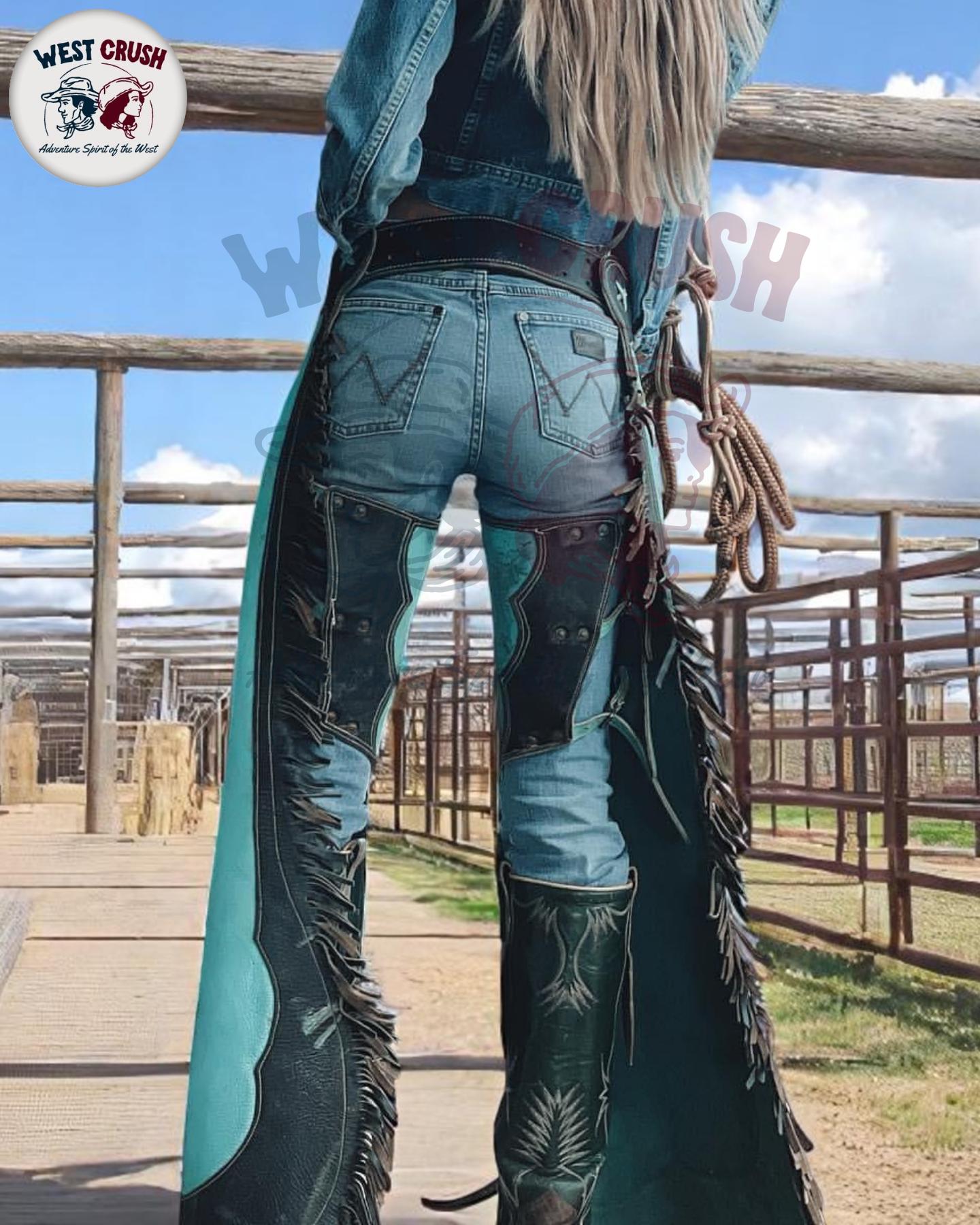 Women’s Western Cowgirl Suede Leather Chaps || Women Riding Leather ...