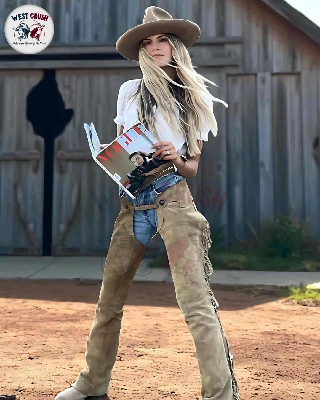 Women’s Beige Suede Leather Chaps Western Cowgirl Fringe Chaps for ...