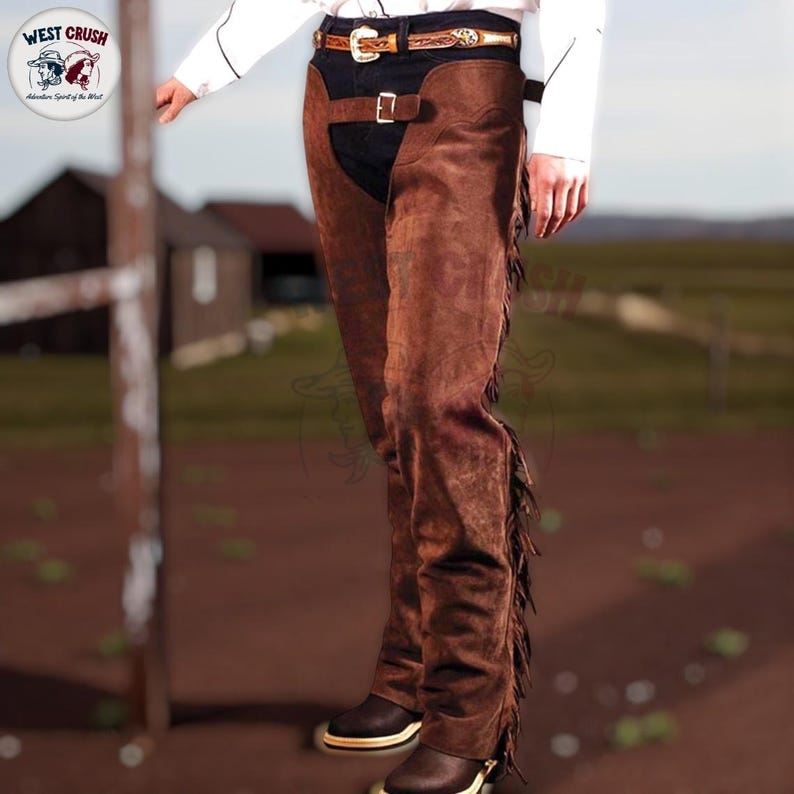 Western Cowboy Fringes Suede Leather Pant Riding Chaps for Her - Rodeo ...